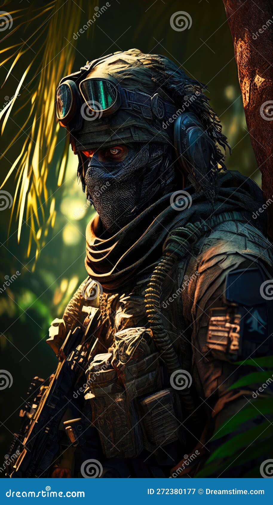 Special Forces Commando Soldiers Navigating Their Way through a Dense ...