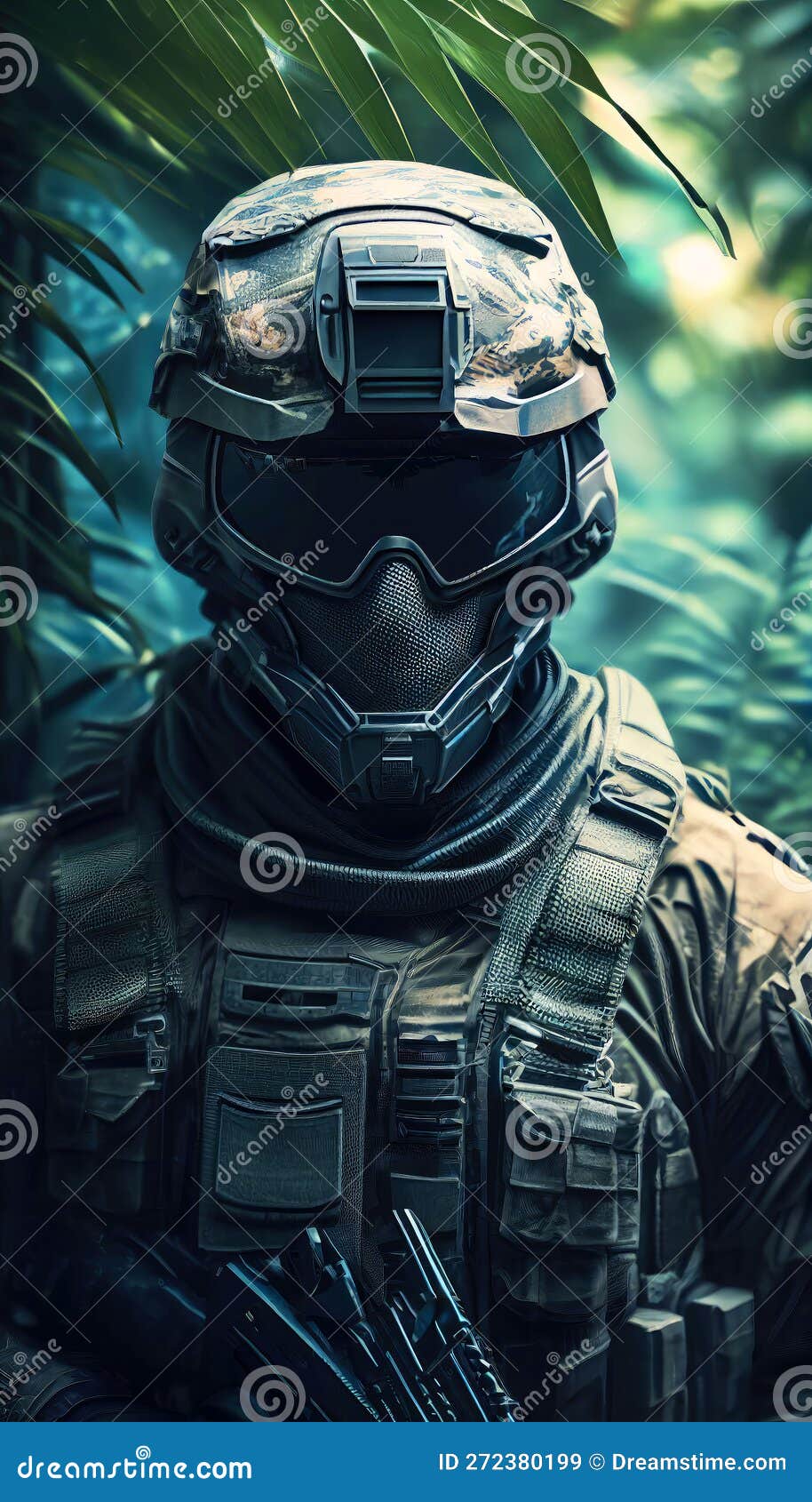 Special Forces Commando Soldiers Navigating Their Way through a Dense ...