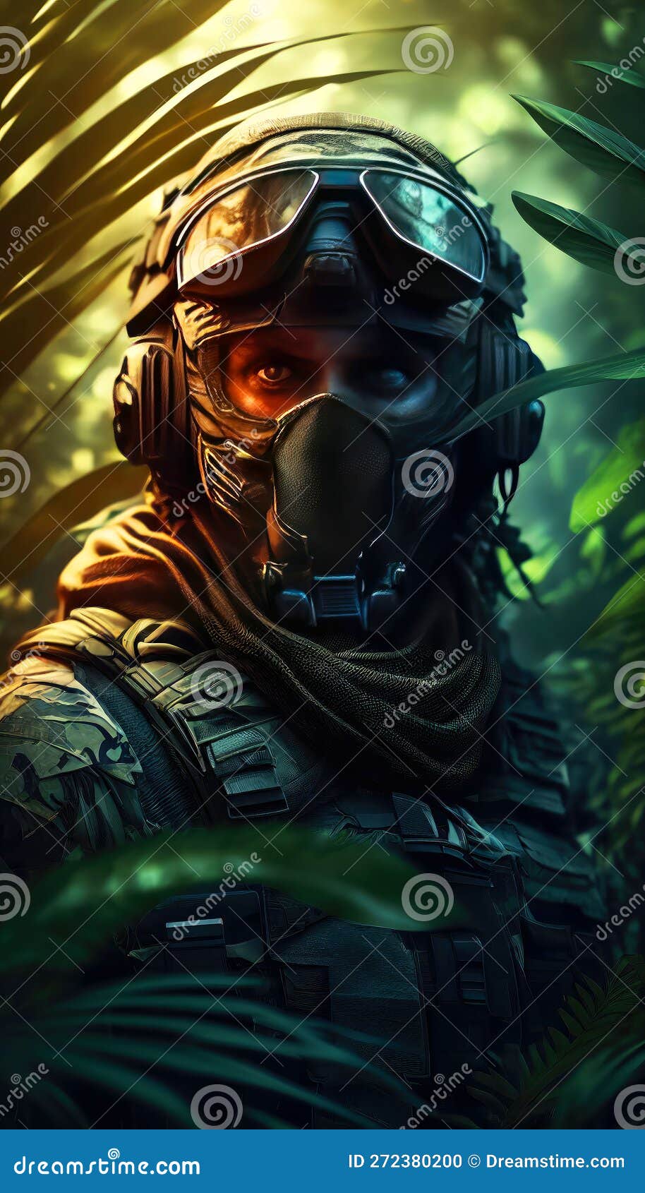 Special Forces Commando Soldiers Navigating Their Way through a Dense ...