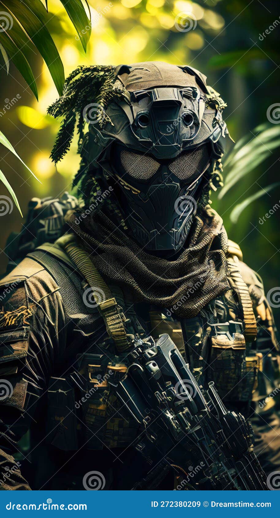 Special Forces Commando Soldiers Navigating Their Way through a Dense ...