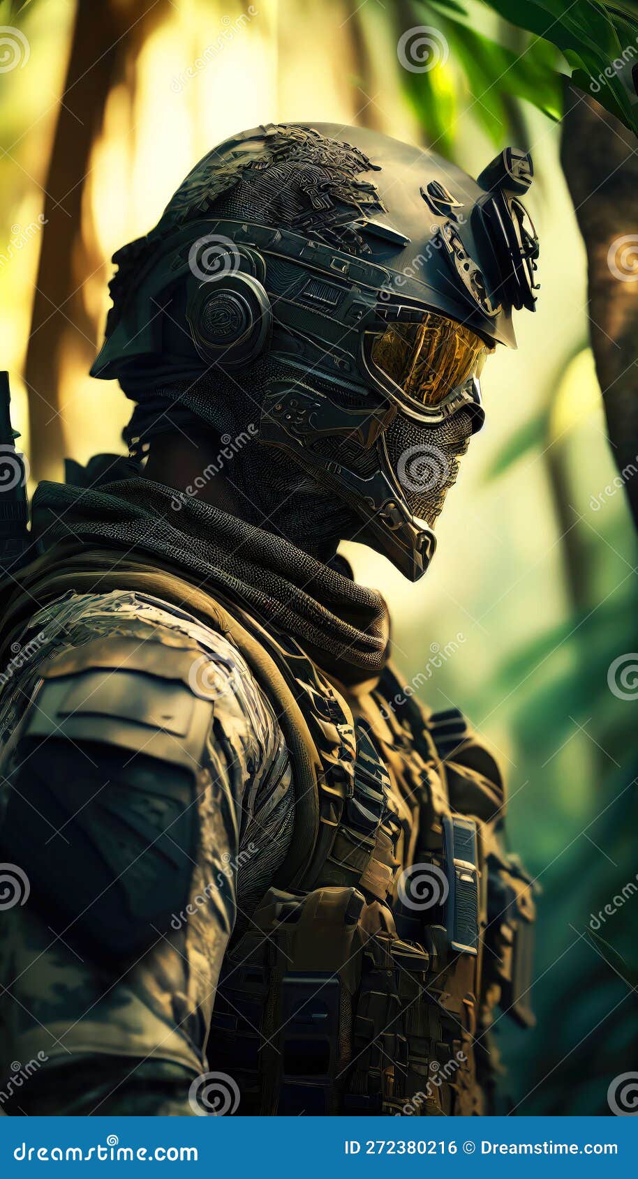 Special Forces Commando Soldiers Navigating Their Way through a Dense ...