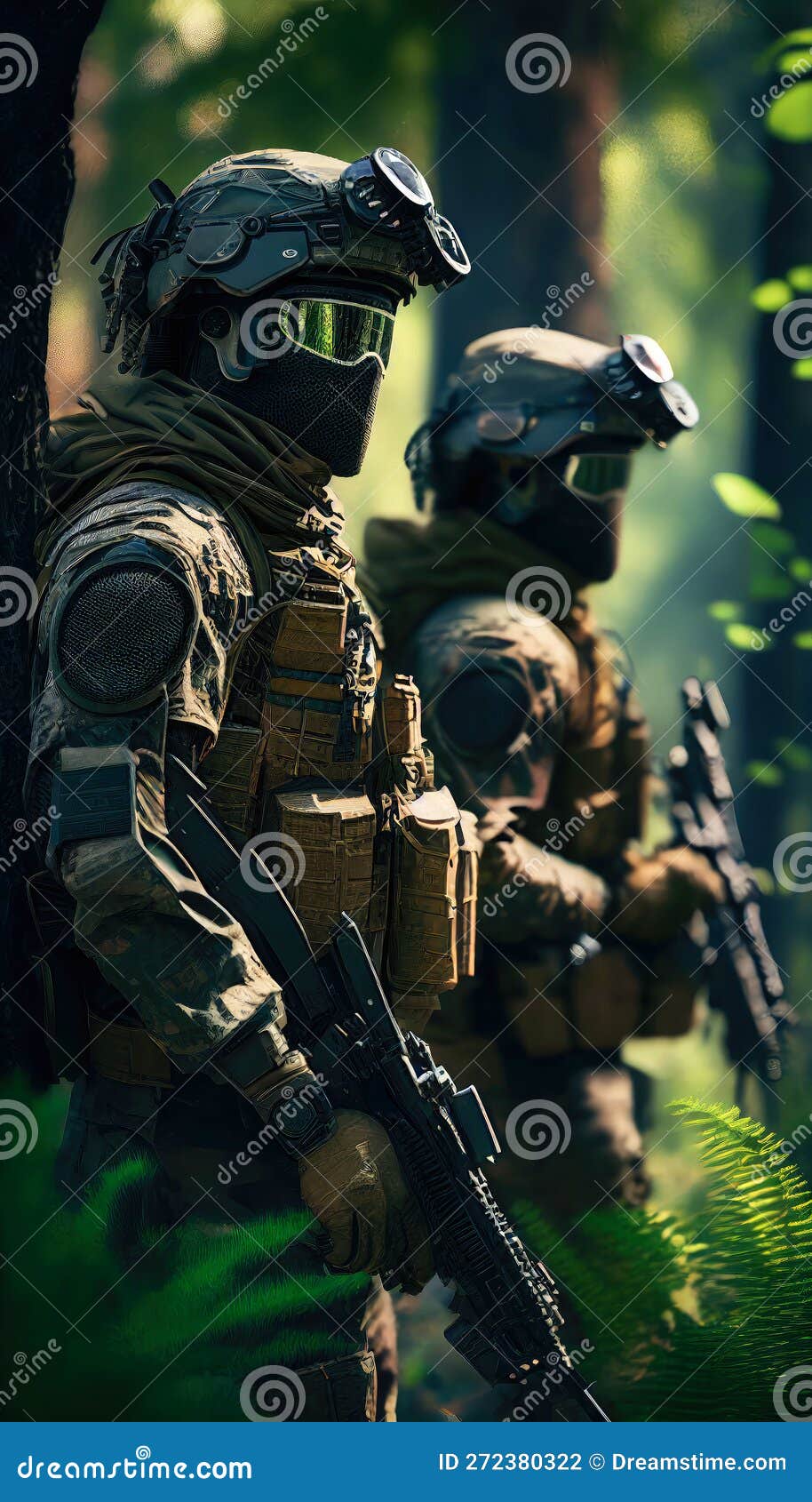 Special Forces Commando Soldiers Navigating Their Way through a Dense ...