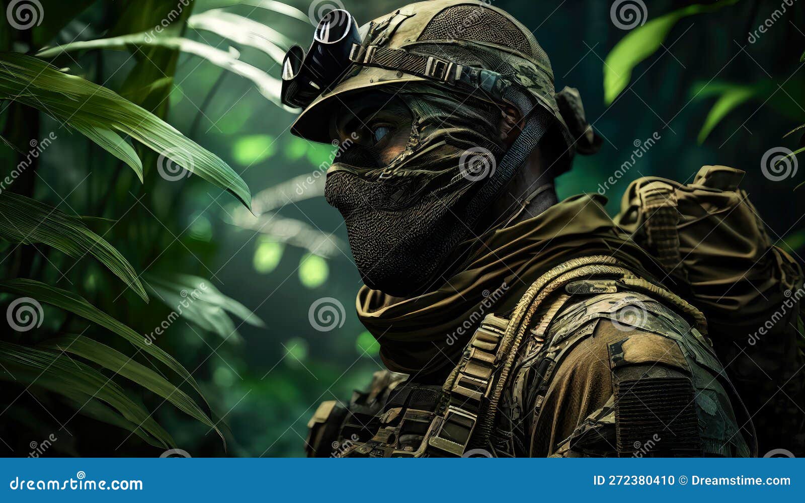 Special Forces Commando Soldiers Navigating Their Way through a Dense ...