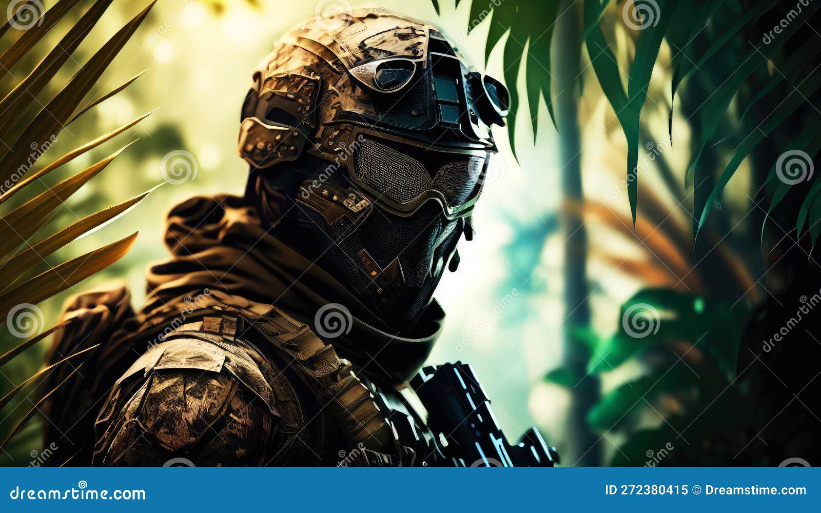 Special Forces Commando Soldiers Navigating Their Way through a Dense ...