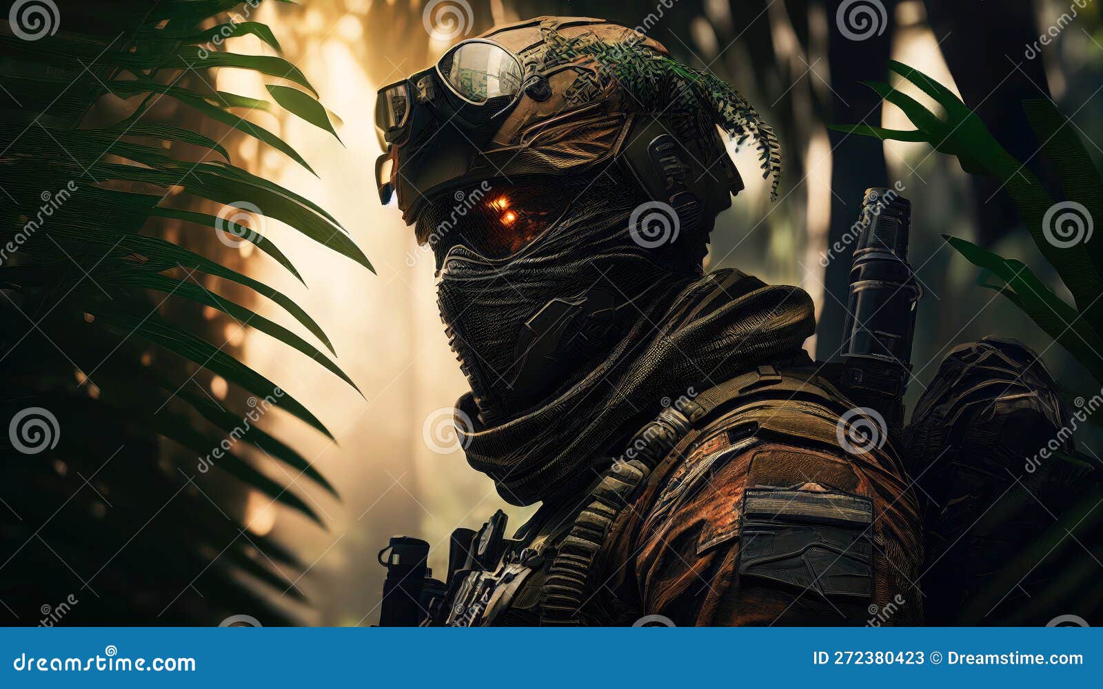 Special Forces Commando Soldiers Navigating Their Way through a Dense ...