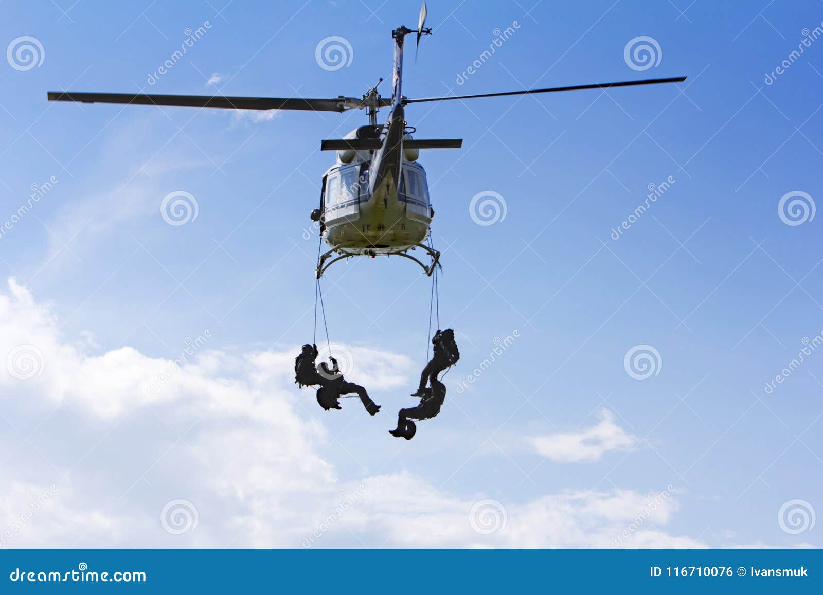 Special Forces in Helicopter with Sky on Background Stock Photo - Image ...