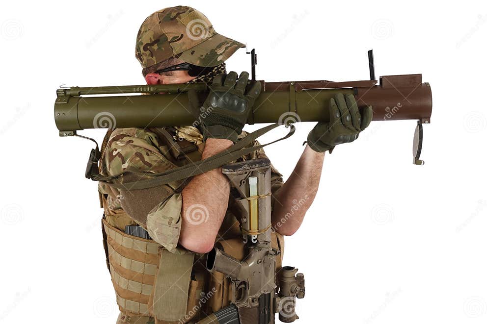 Special Forces Operator Fire RPG Rocket Launcher Stock Image - Image of ...