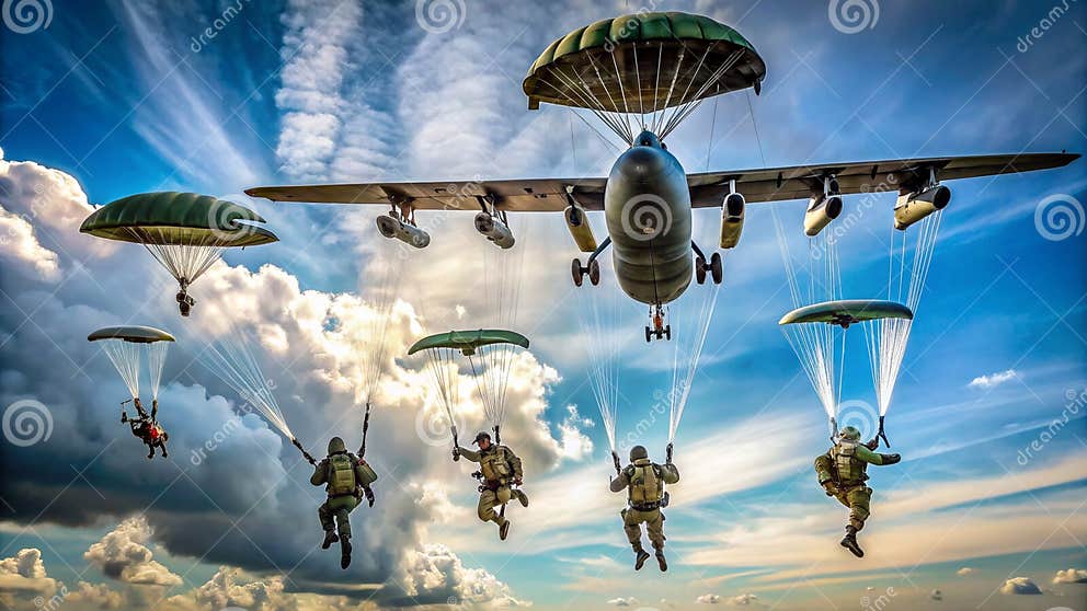 Special Forces Operators Conducting a Parachute Extraction from a Cargo ...