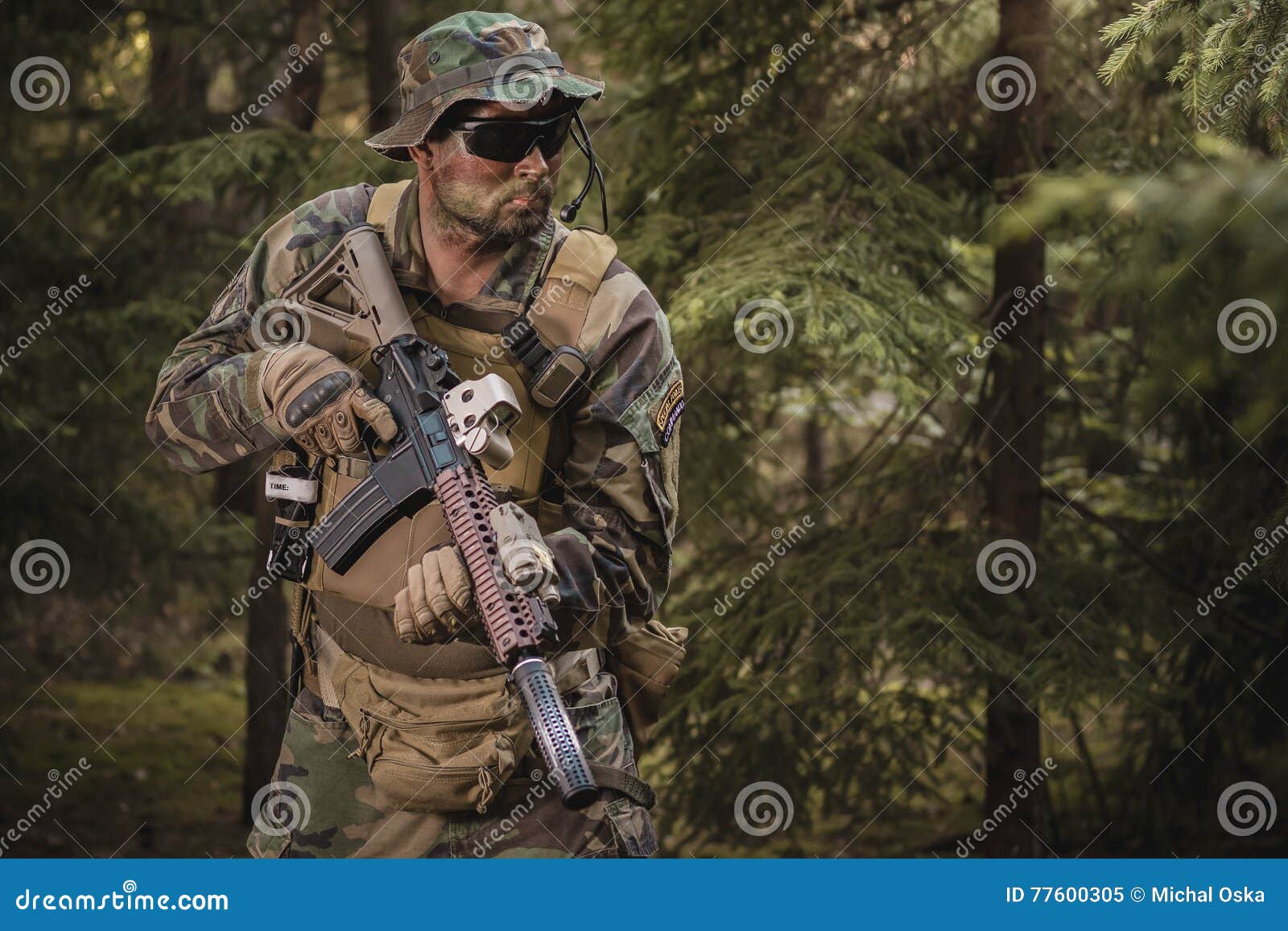 Soldier With Assault Rifle And Flag Of Belize On Military Uniform ...