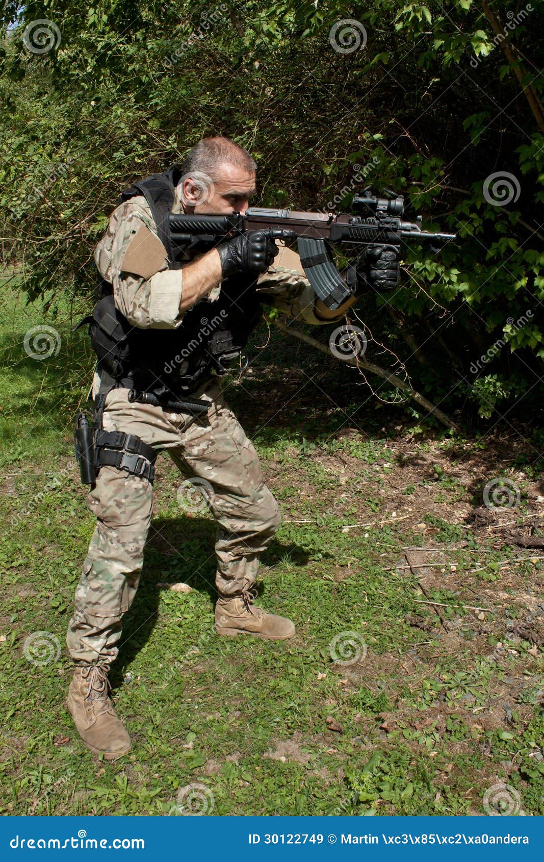Special Forces Soldier with an Assault Rifle Stock Image - Image of ...