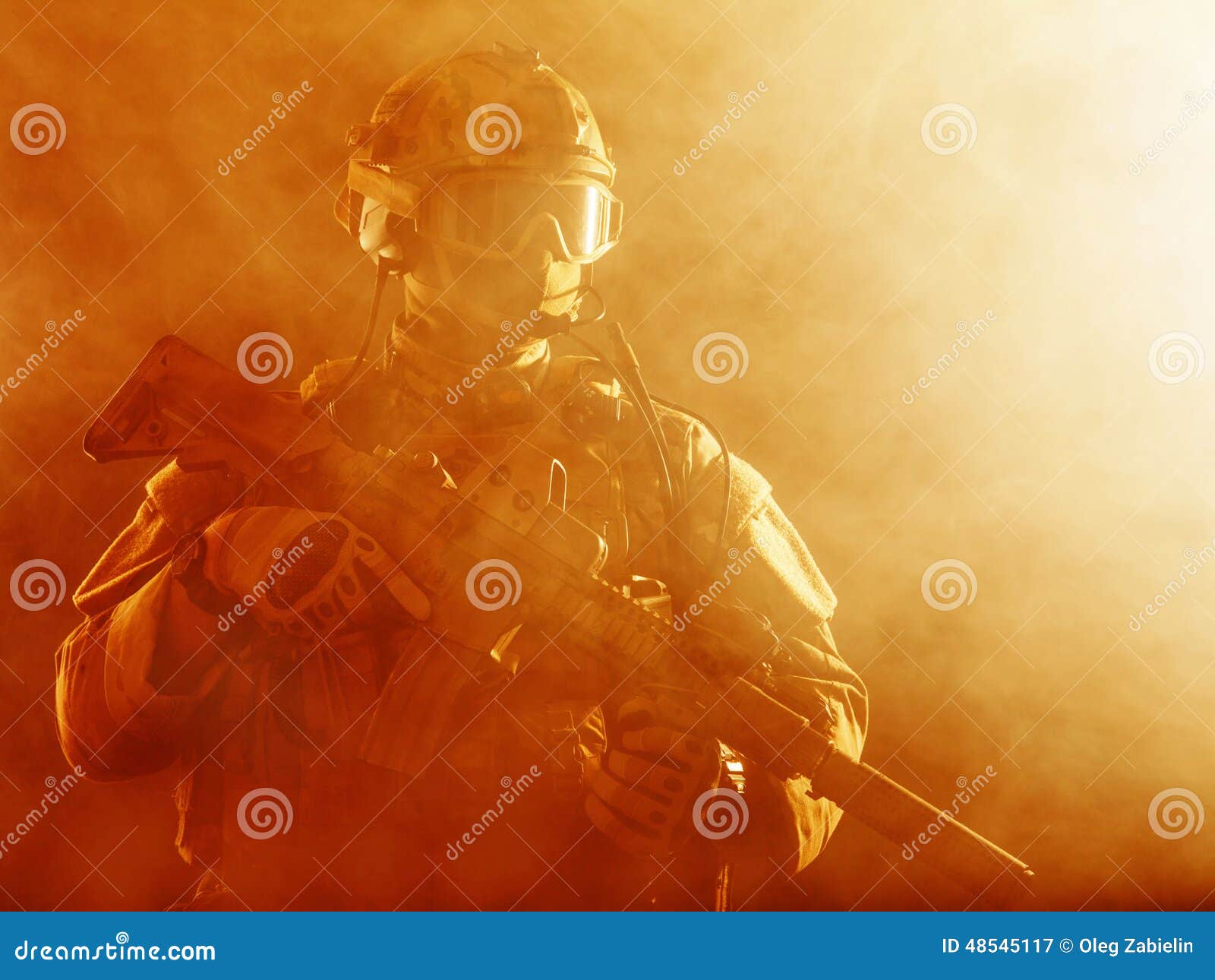 Special Forces Soldier in the Fire Stock Image - Image of armed ...