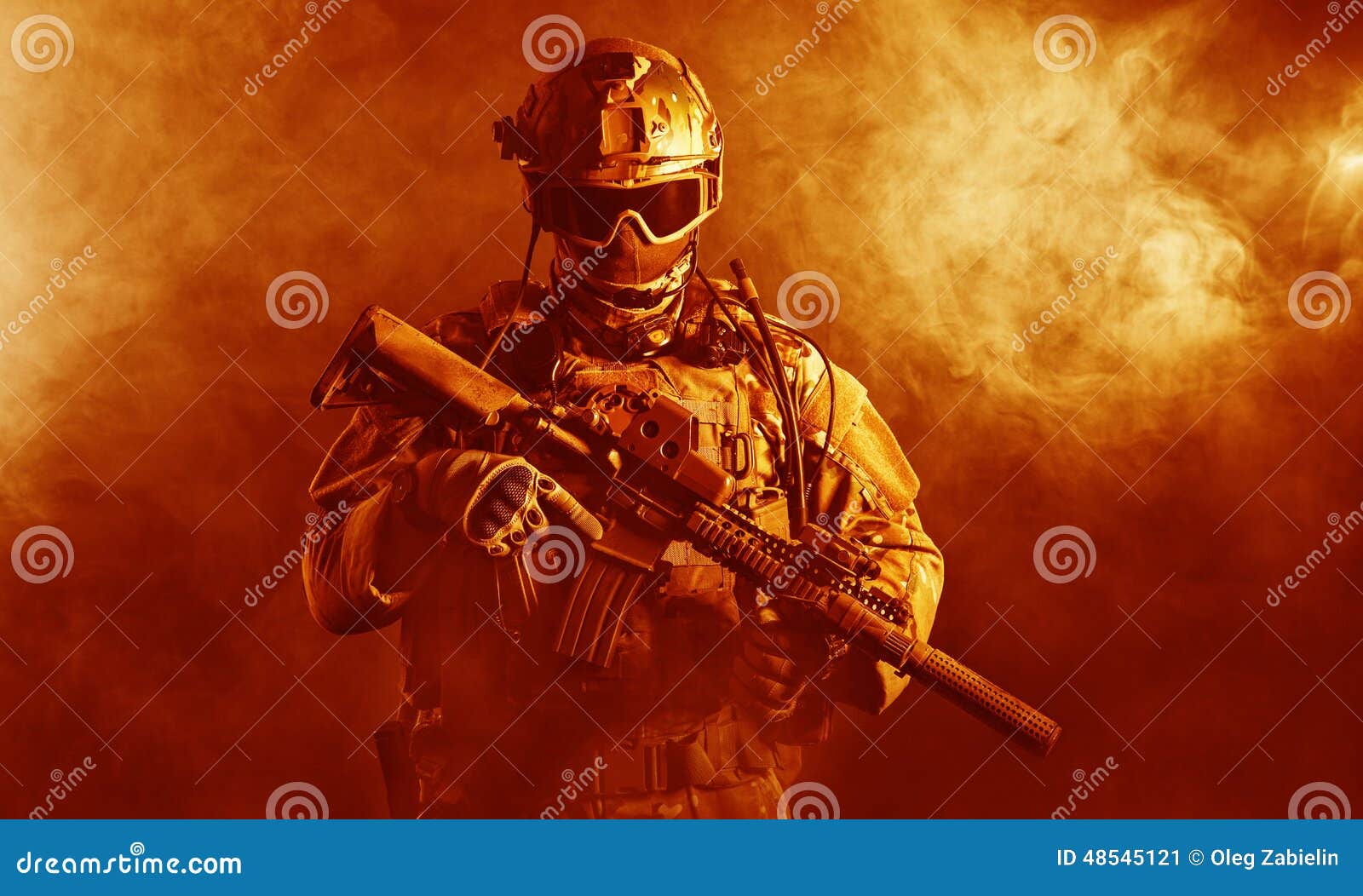 Special Forces Soldier in the Fire Stock Image - Image of marines ...