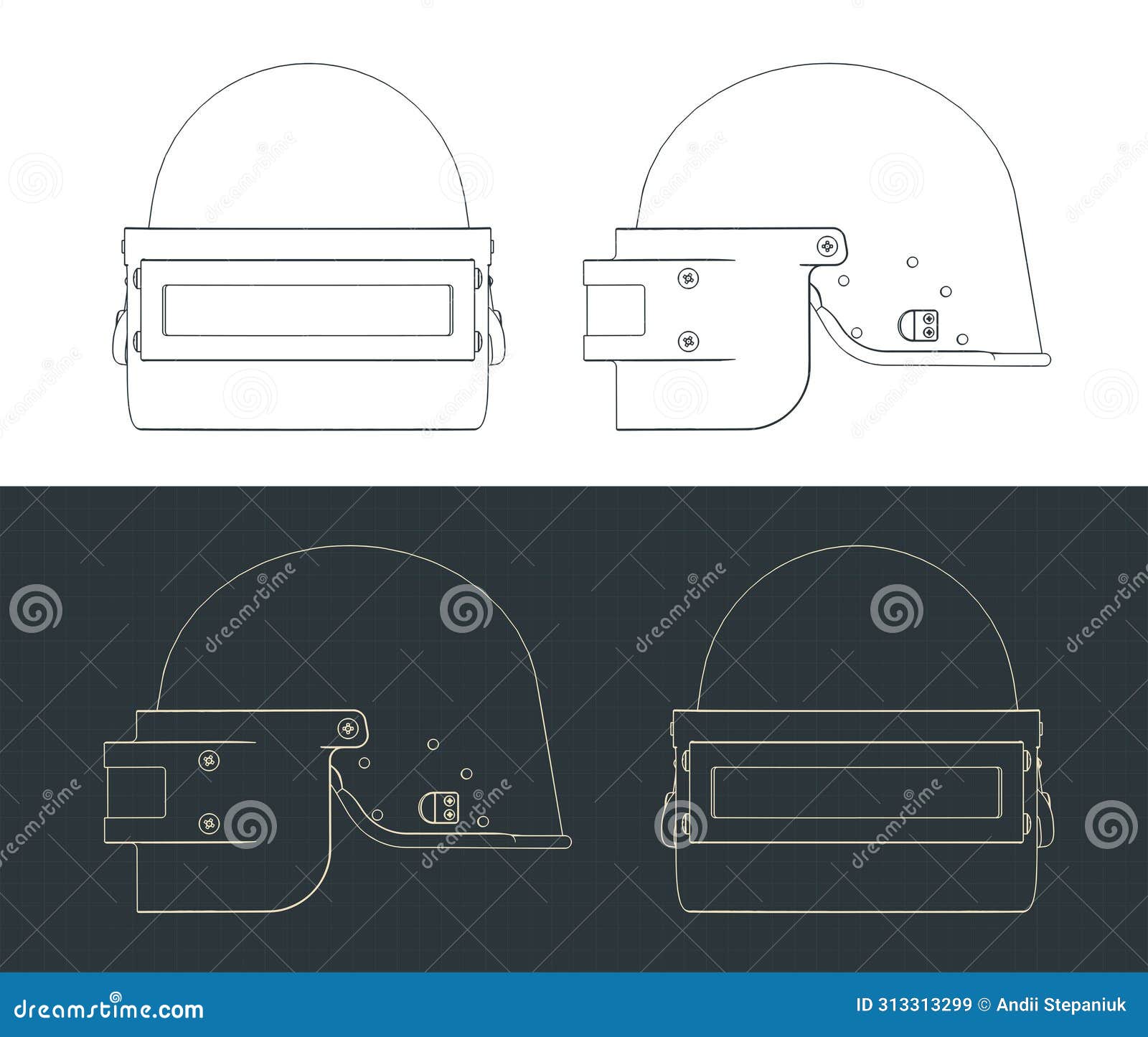 Special Forces Soldier Helmet Blueprints Stock Vector - Illustration of ...