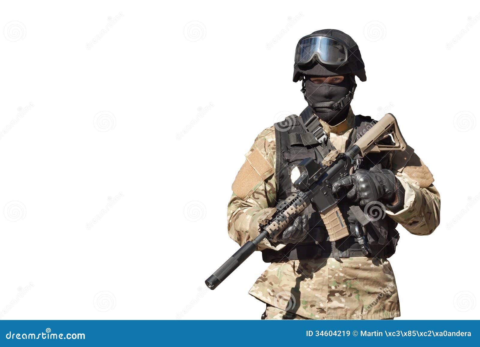 Special Forces Soldier, Isolated on White Stock Image - Image of hand ...