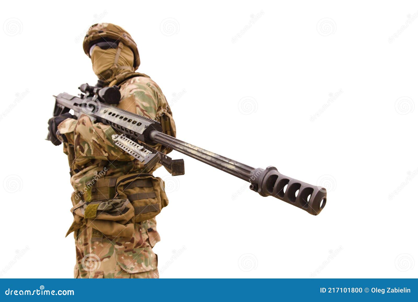 Special Forces Soldier with Sniper Rifle Isolated on White Stock Photo ...