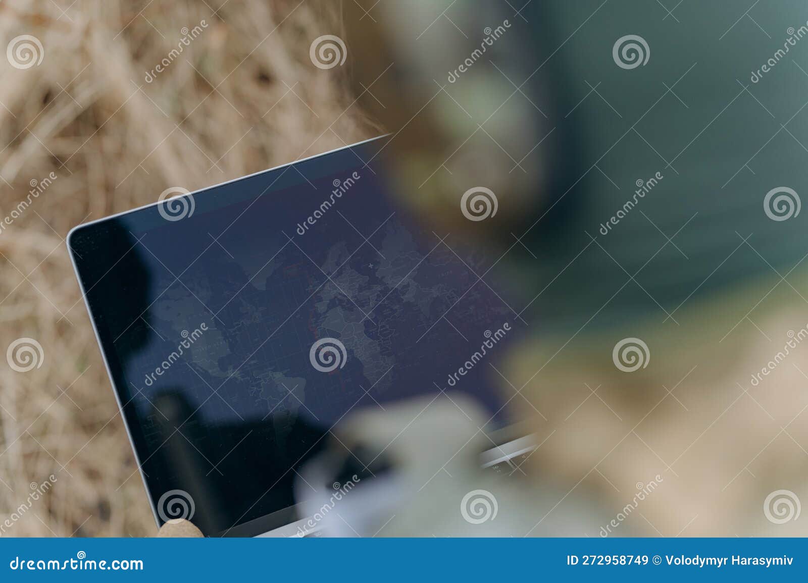 A Special Forces Soldier Uses a Laptop. the Military Examines the Map ...