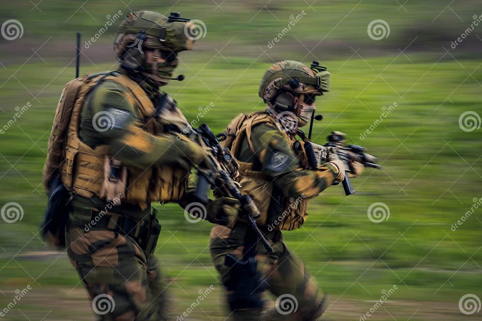 Special Forces Soldiers on the Operation; Motion Blur Effect Stock ...