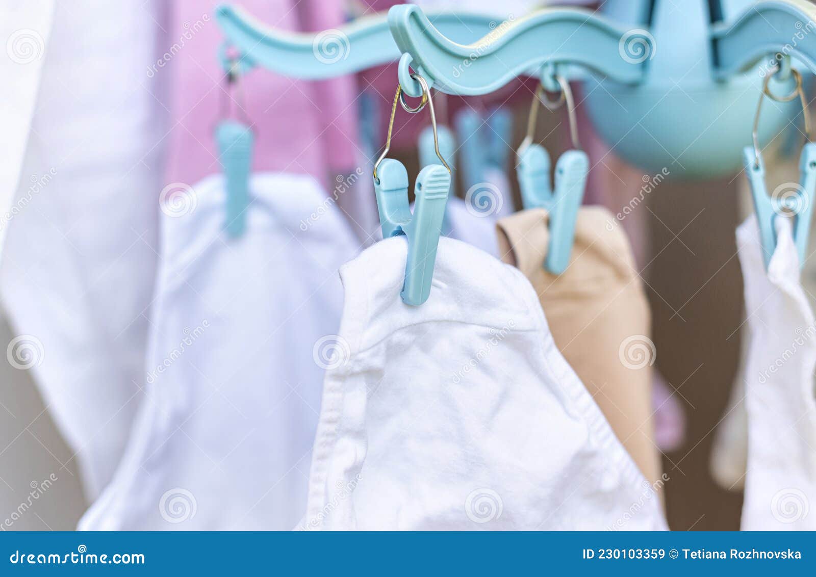 Special Hanger for Drying Small Laundry. Stock Image - Image of white ...