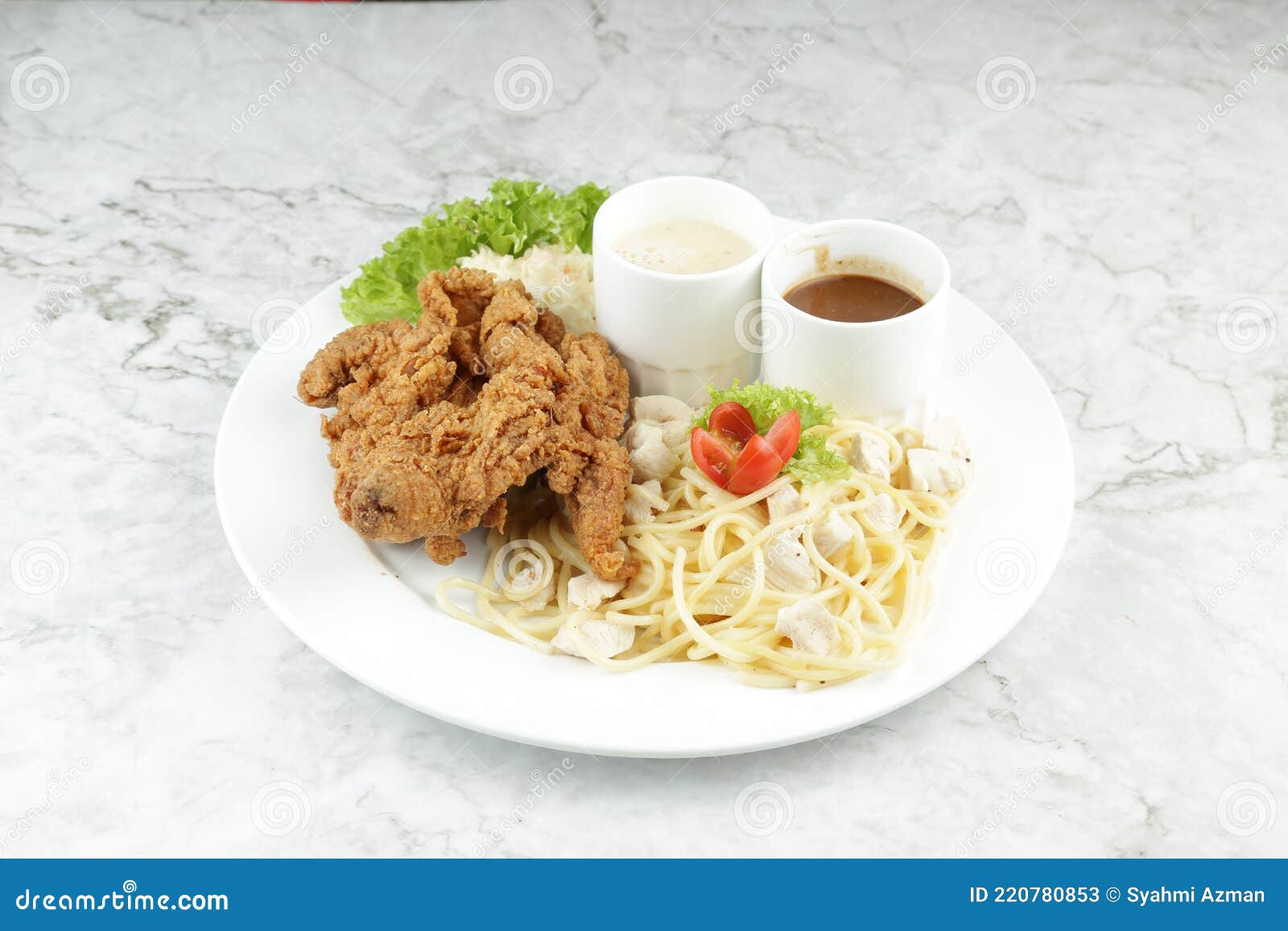 Special Homemade Spaghetti Carbonara Chicken Chop Stock Image - Image ...