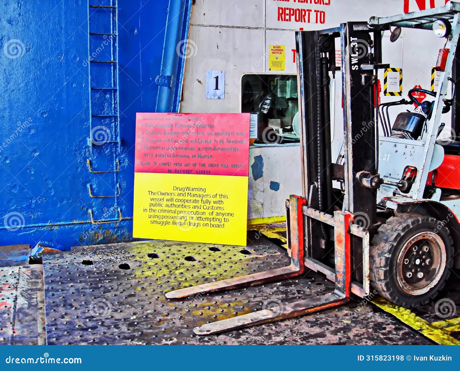 Heavy Forklift Loader With Concrete Pipes Stock Photo | CartoonDealer.com #115088370