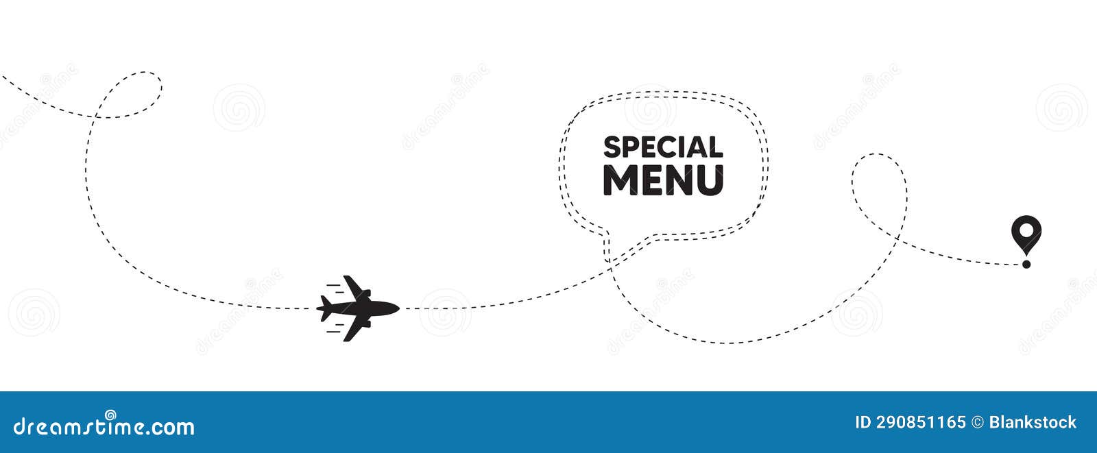 Special Menu Tag. Kitchen Food Offer. Plane Travel Path Line Banner ...