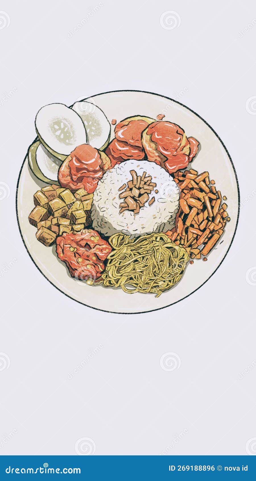Special Mixed Rice Meal, Vector Illustration Stock Illustration ...