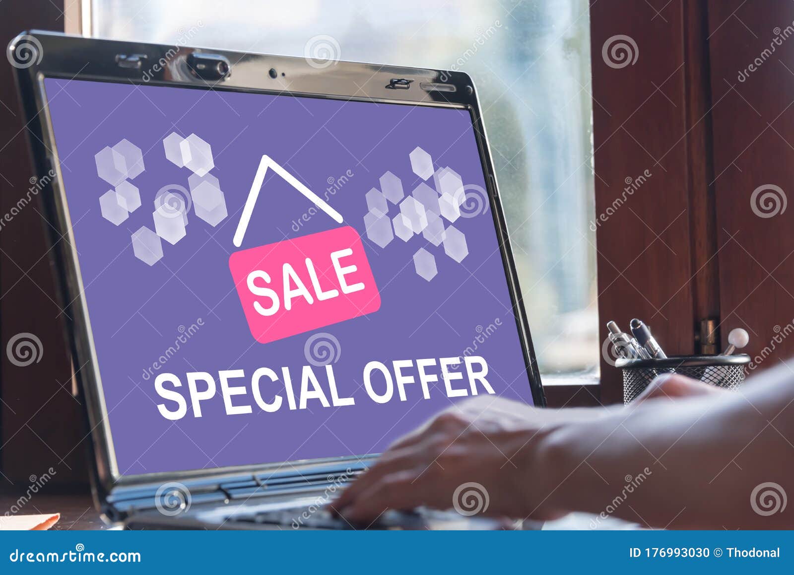 Special Offer Concept on a Laptop Screen Stock Photo - Image of website ...