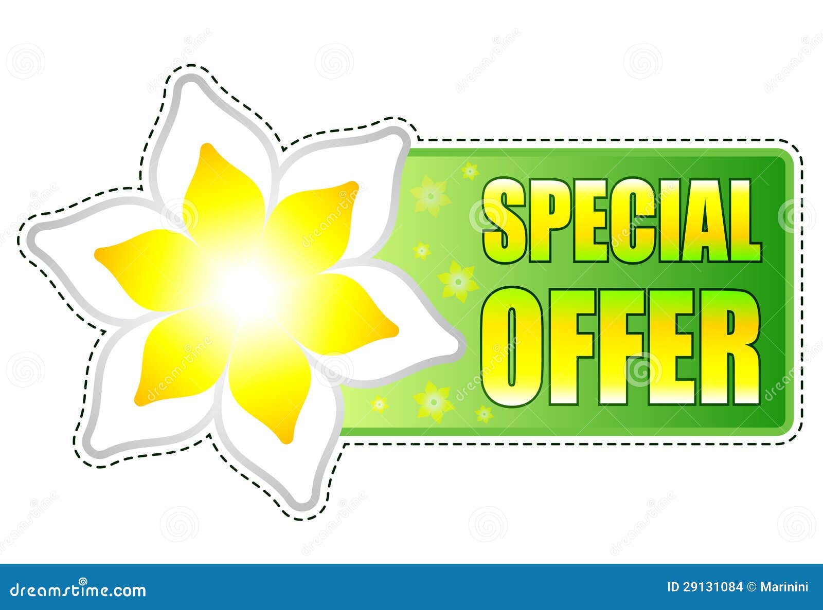 Special Offer Green Label with Spring Flowers Stock Illustration ...