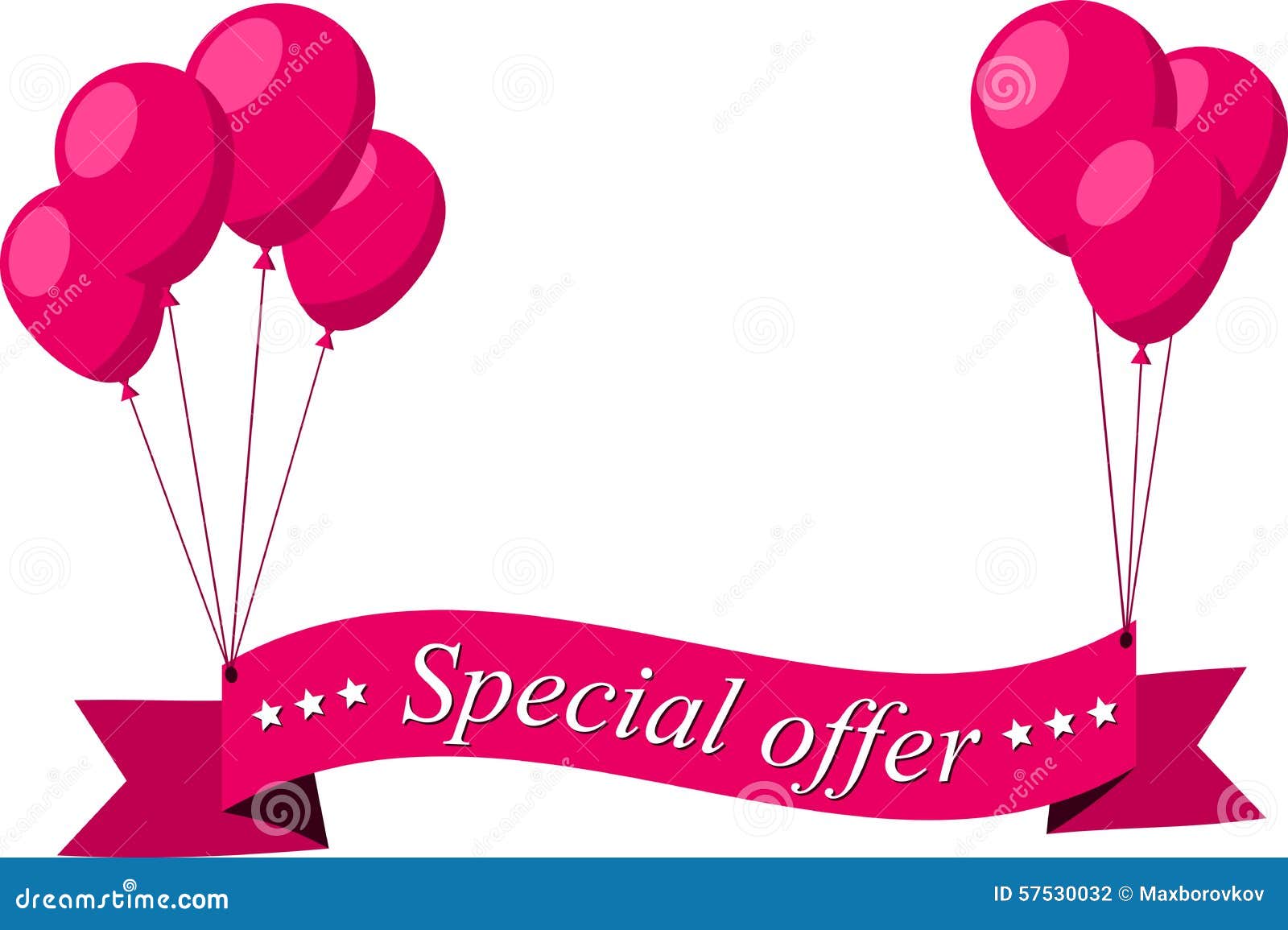 Special Offer Pink Flat Ribbon with Balloons Stock Vector ...