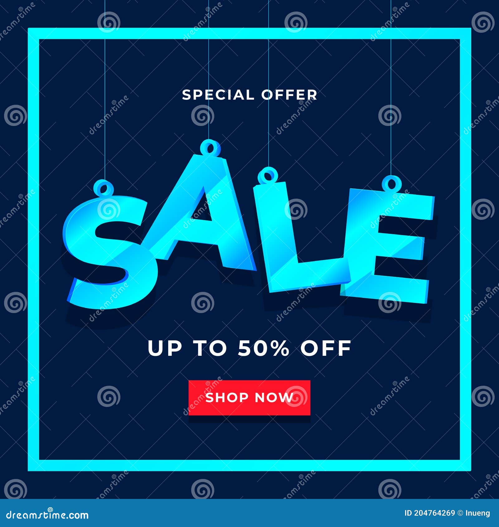Special Offer Sale Banner Template on Blue Background. Stock Vector ...