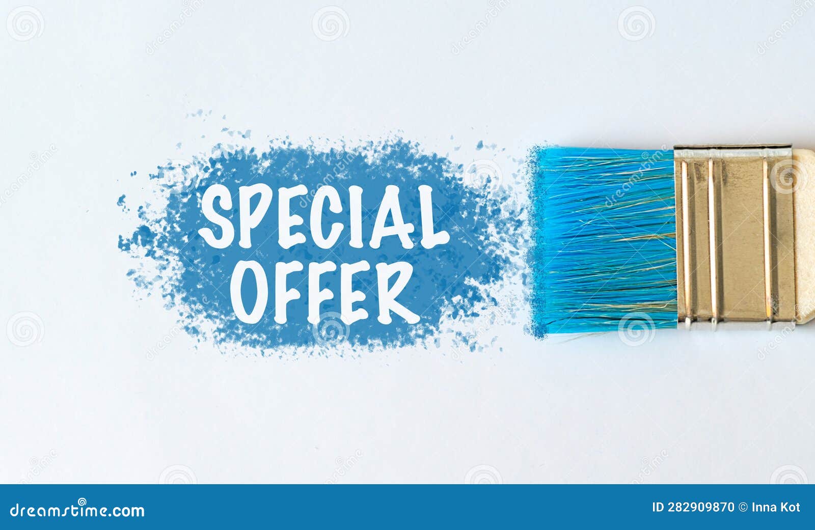 Special Offer Text on Blue Paint with Brush on White Background Stock ...