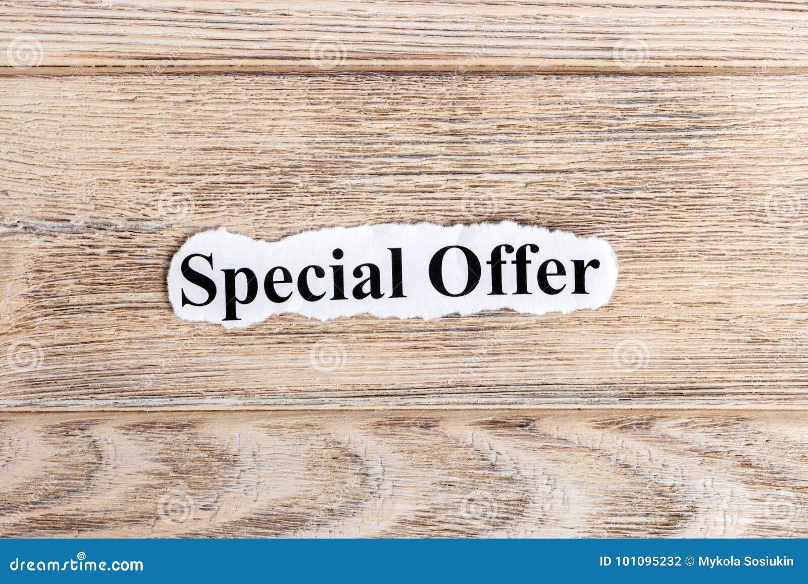 Special Offer Text on Paper. Word Special Offer on Torn Paper Stock ...