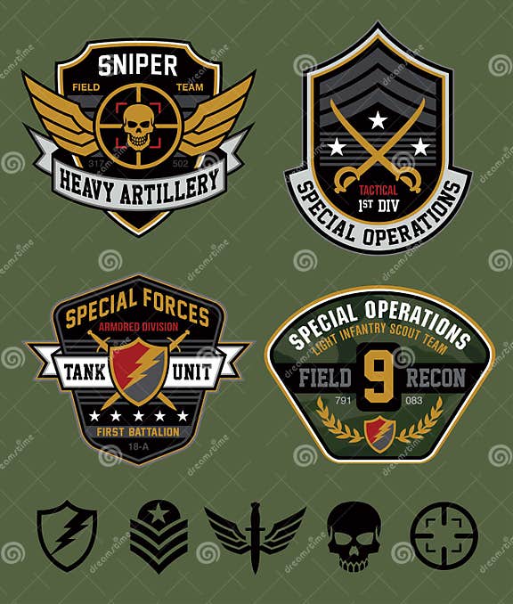 Special ops patch set stock vector. Illustration of logo - 41371118