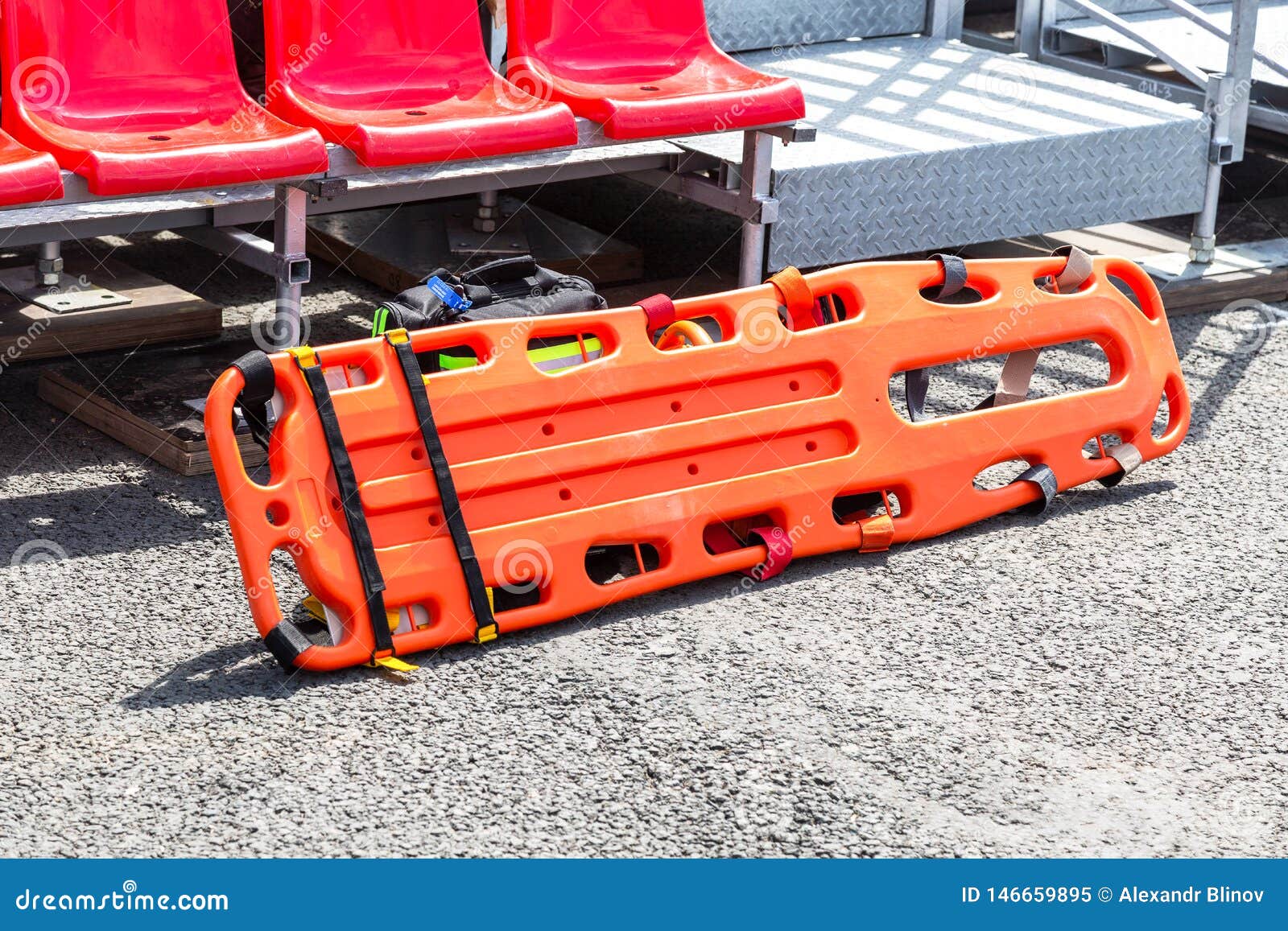 Special Orange Plastic Medical Stretcher Stock Image - Image of ...