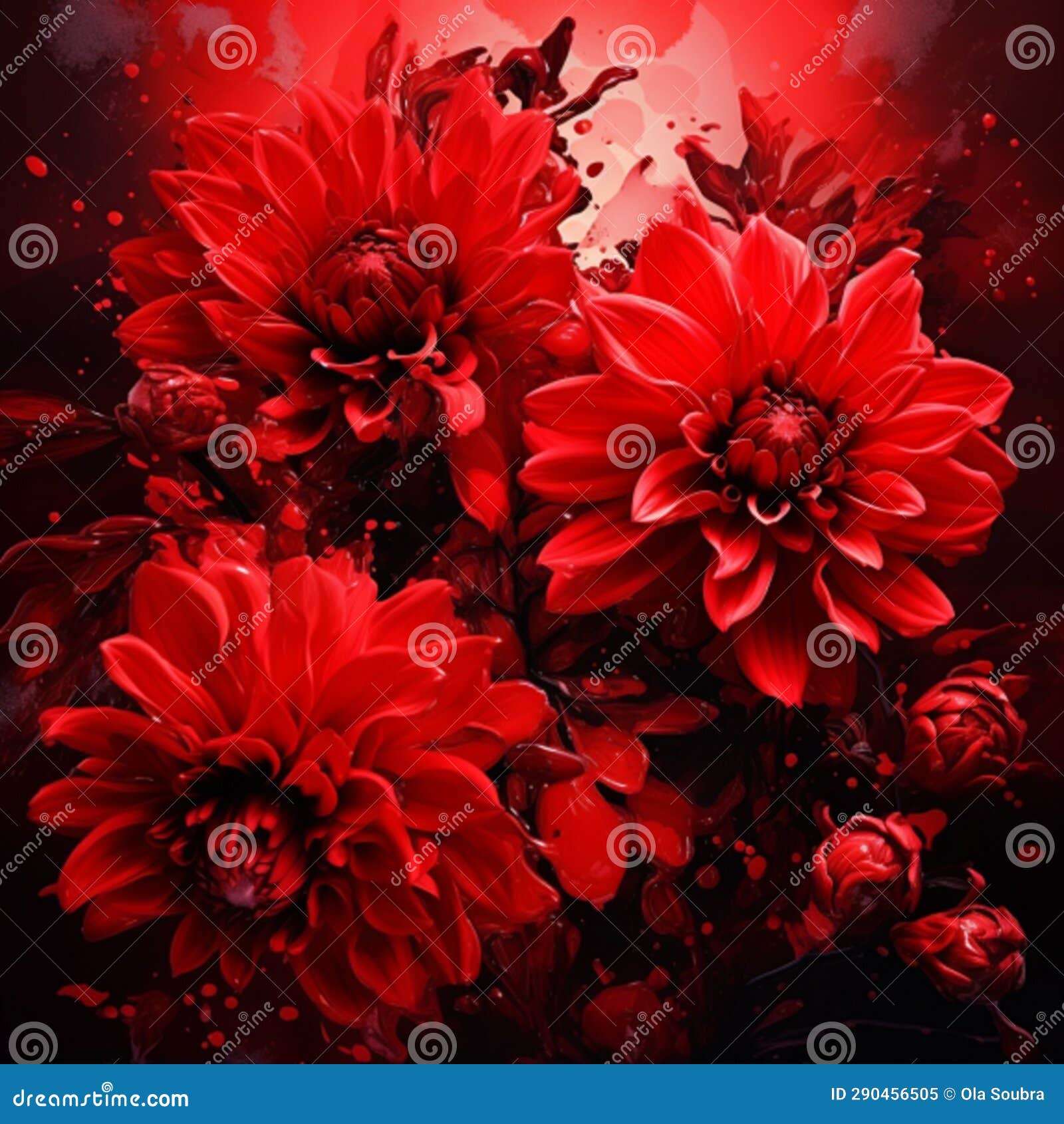 Orkid Rose in red stock image. Image of roses, painting - 290456505
