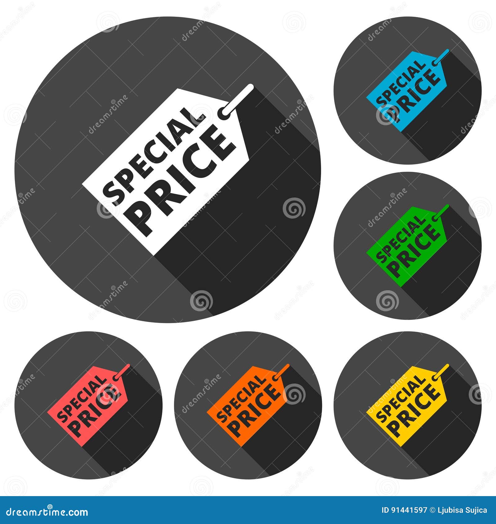 Special Price Icons Set with Long Shadow Stock Vector - Illustration of ...