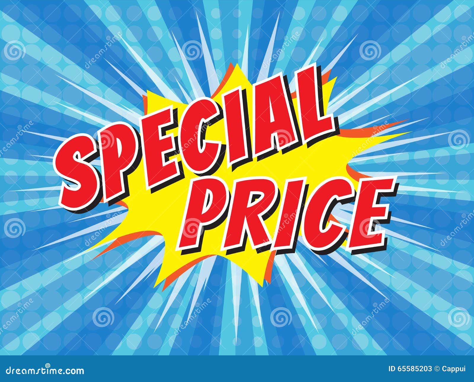 Special Price, Wording in Comic Speech Bubble on Burst Background Stock ...