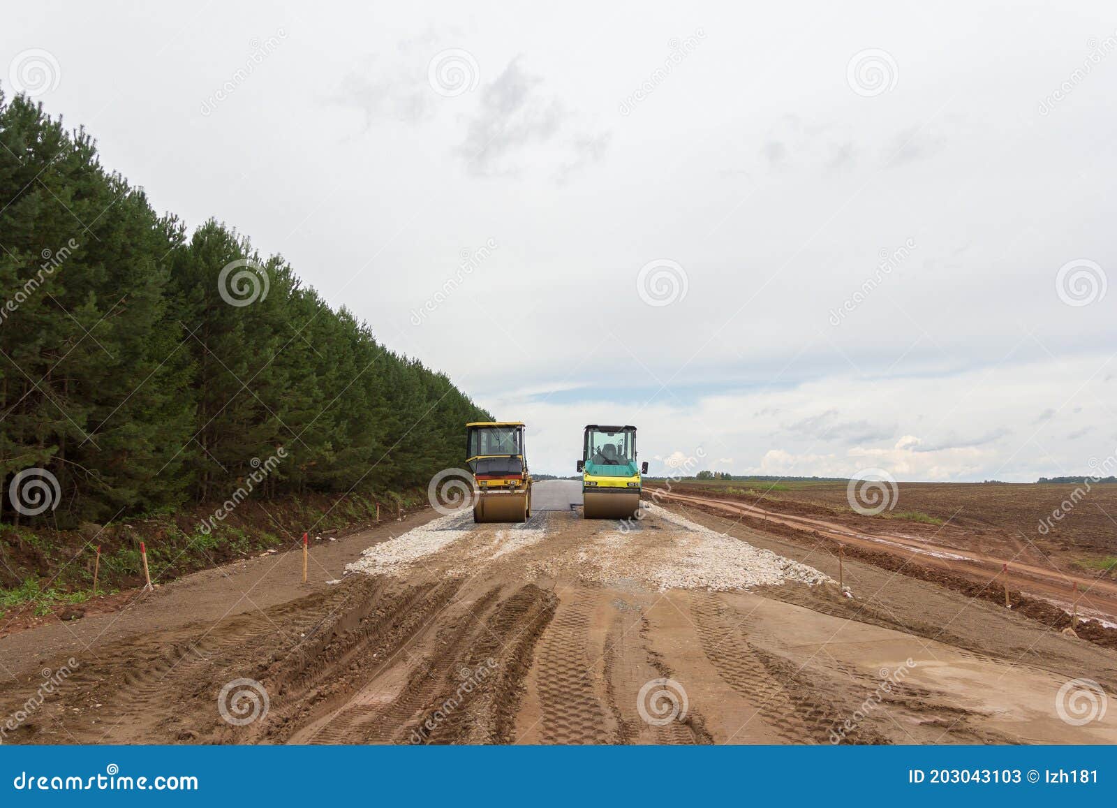 Special Road Vehicles. Compactor at Road Compaction Works. a Roller ...