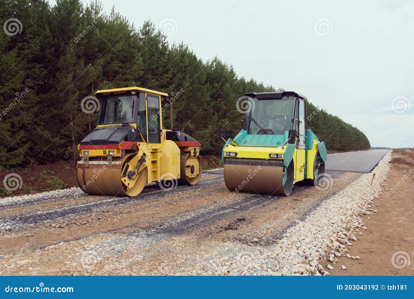 Special Road Vehicles. Compactor at Road Compaction Works. a Roller ...