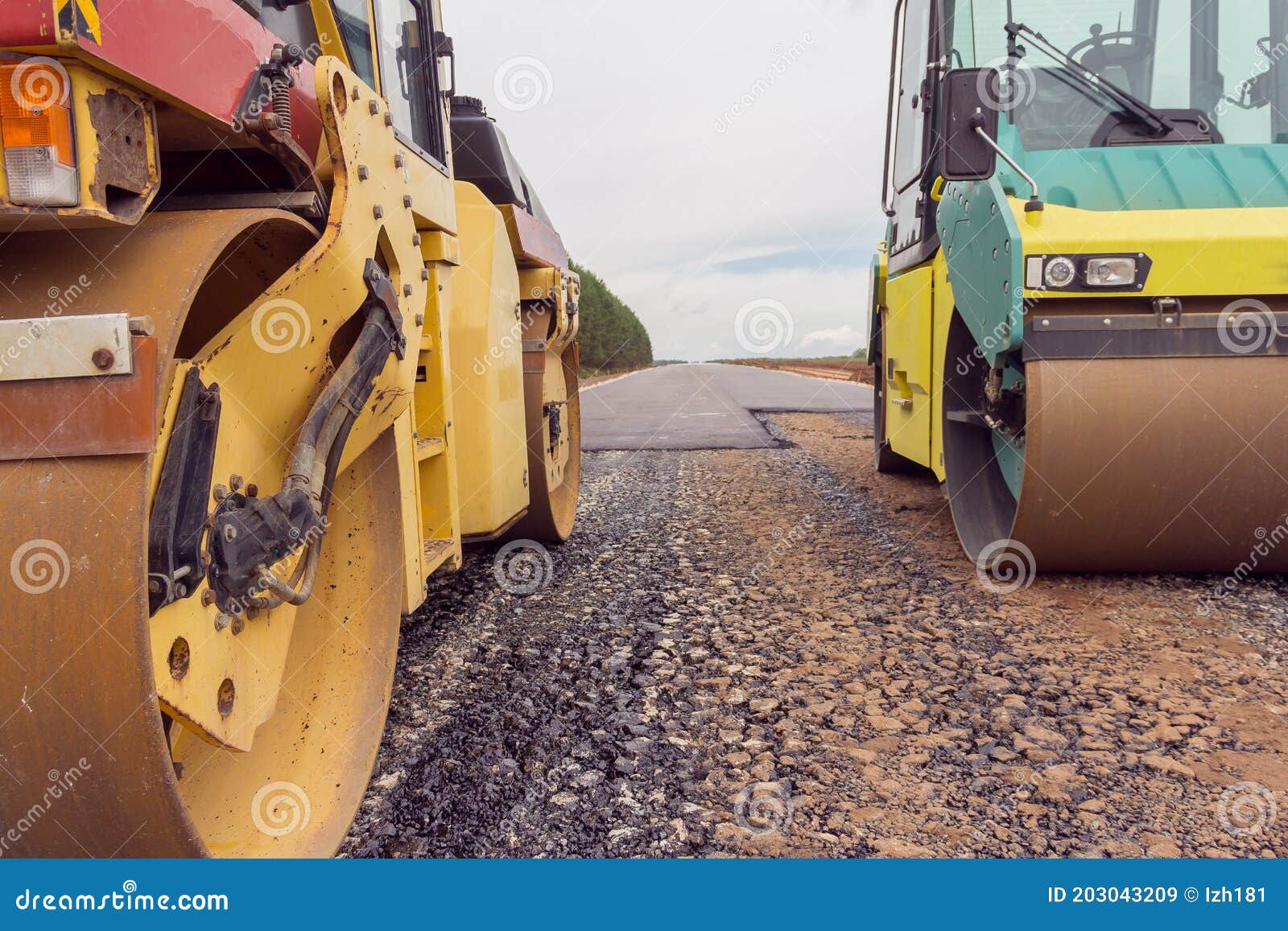Compactor at Road Compaction Works. a Roller Compacting Asphalt on a ...