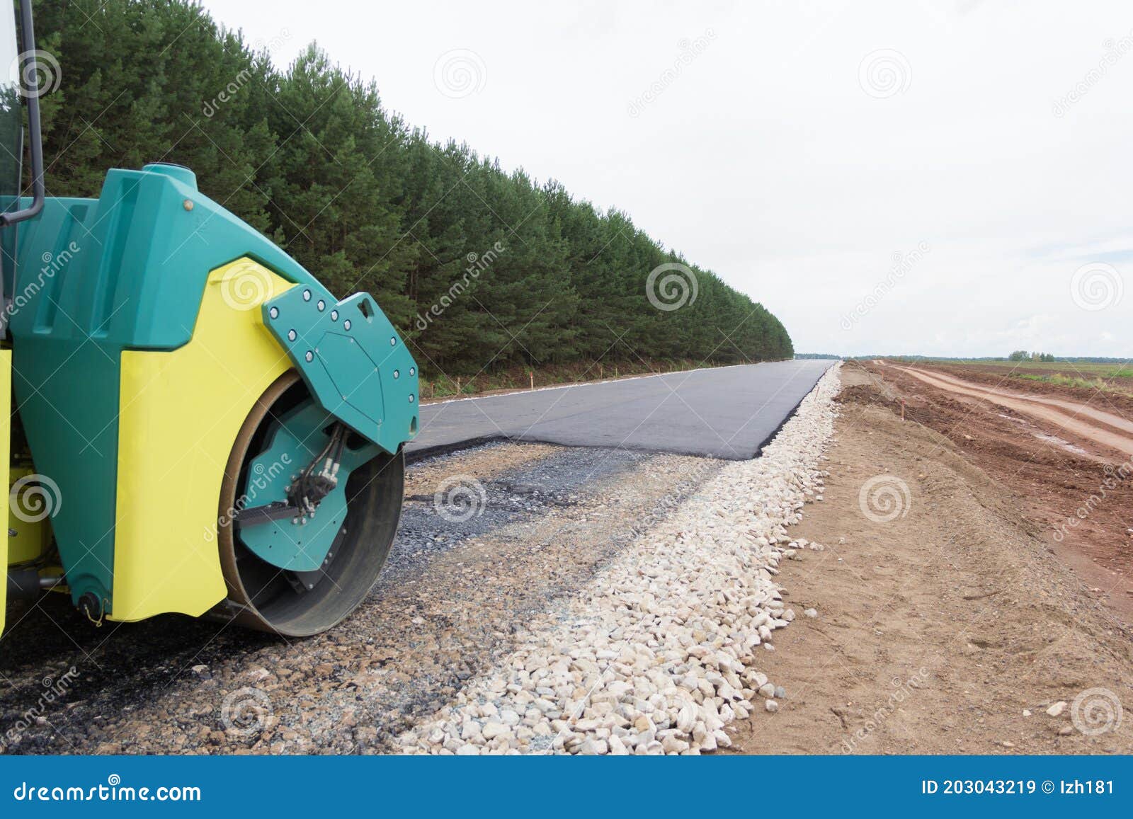 Special Road Vehicles. Compactor at Road Compaction Works. a Roller ...