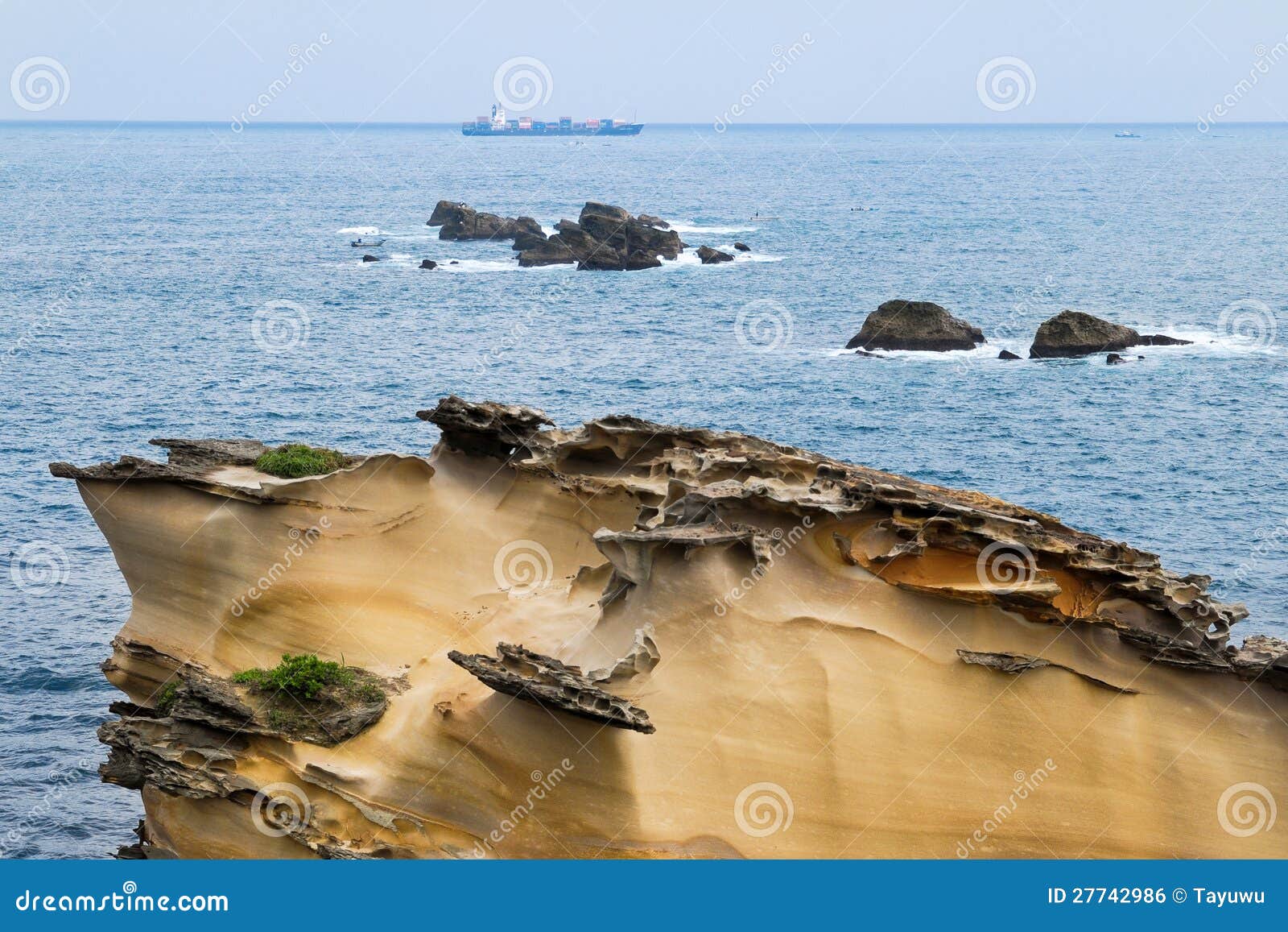 Special Rocky Coast with a Ship Stock Photo - Image of geopark, beach ...