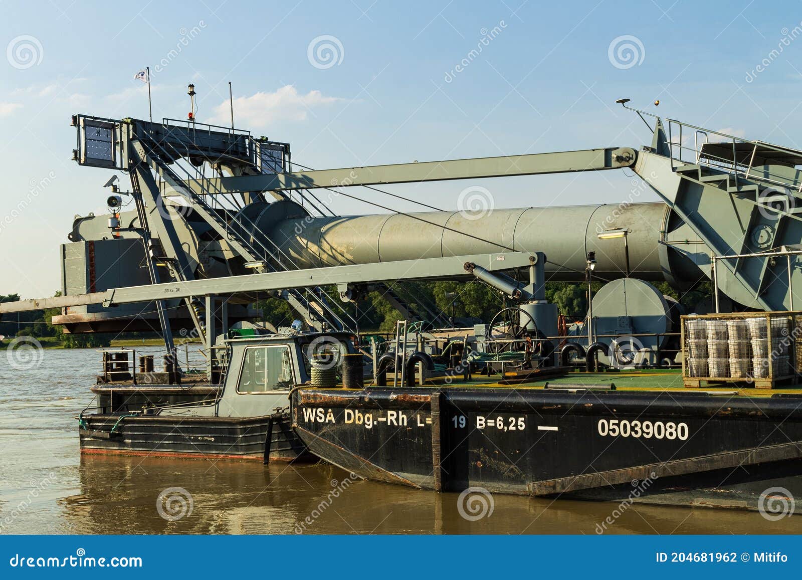 Special Ship with Diving Bell for Investigating the River Bed Editorial ...