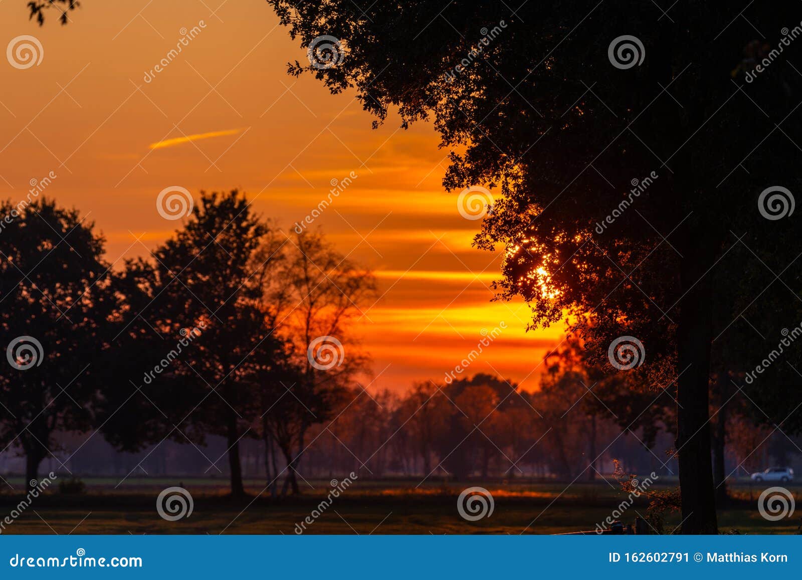 A Special Sunset with Intense Colors in the Autumn Evening Stock Image ...
