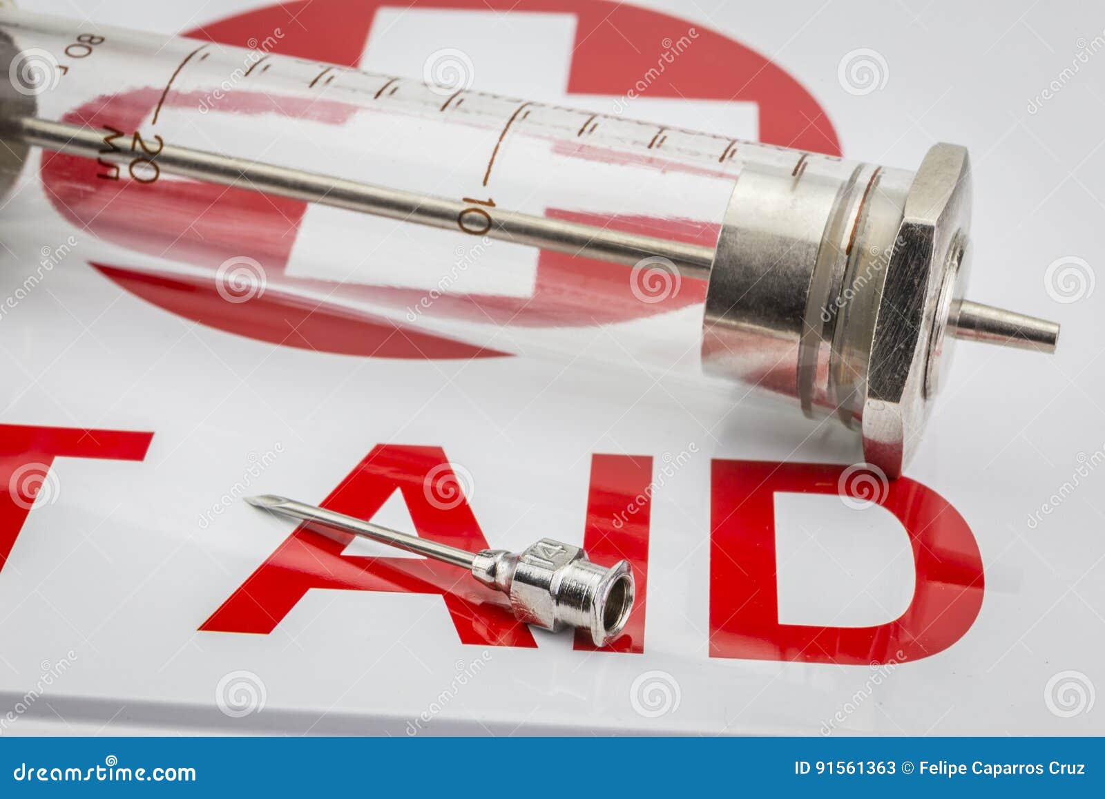 Special Syringe and Needle on a First Aid Kit Stock Image - Image of ...