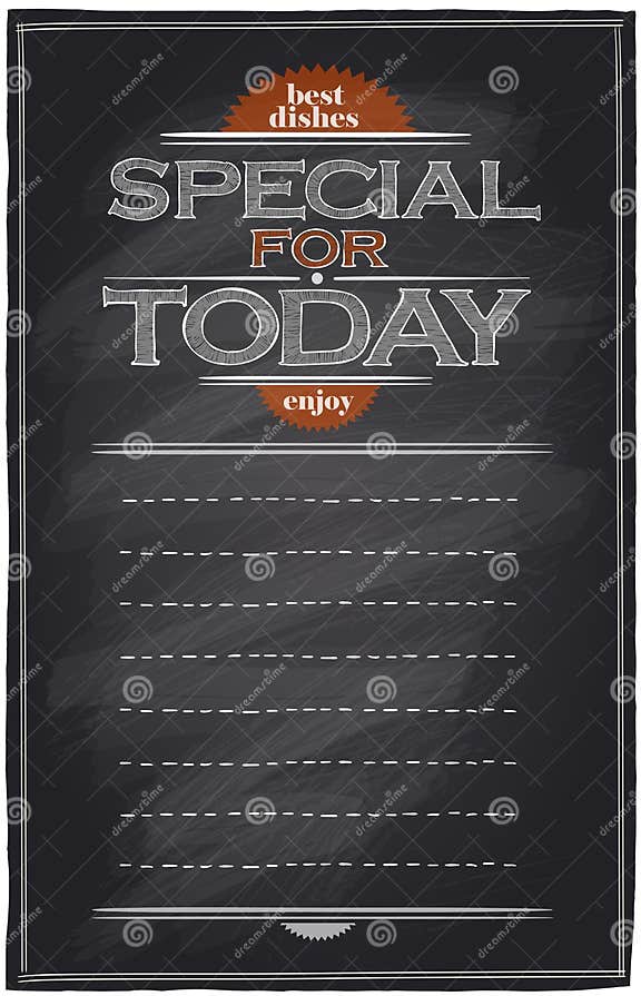 Special for Today Chalkboard Menu with Place for Text. Stock Vector ...