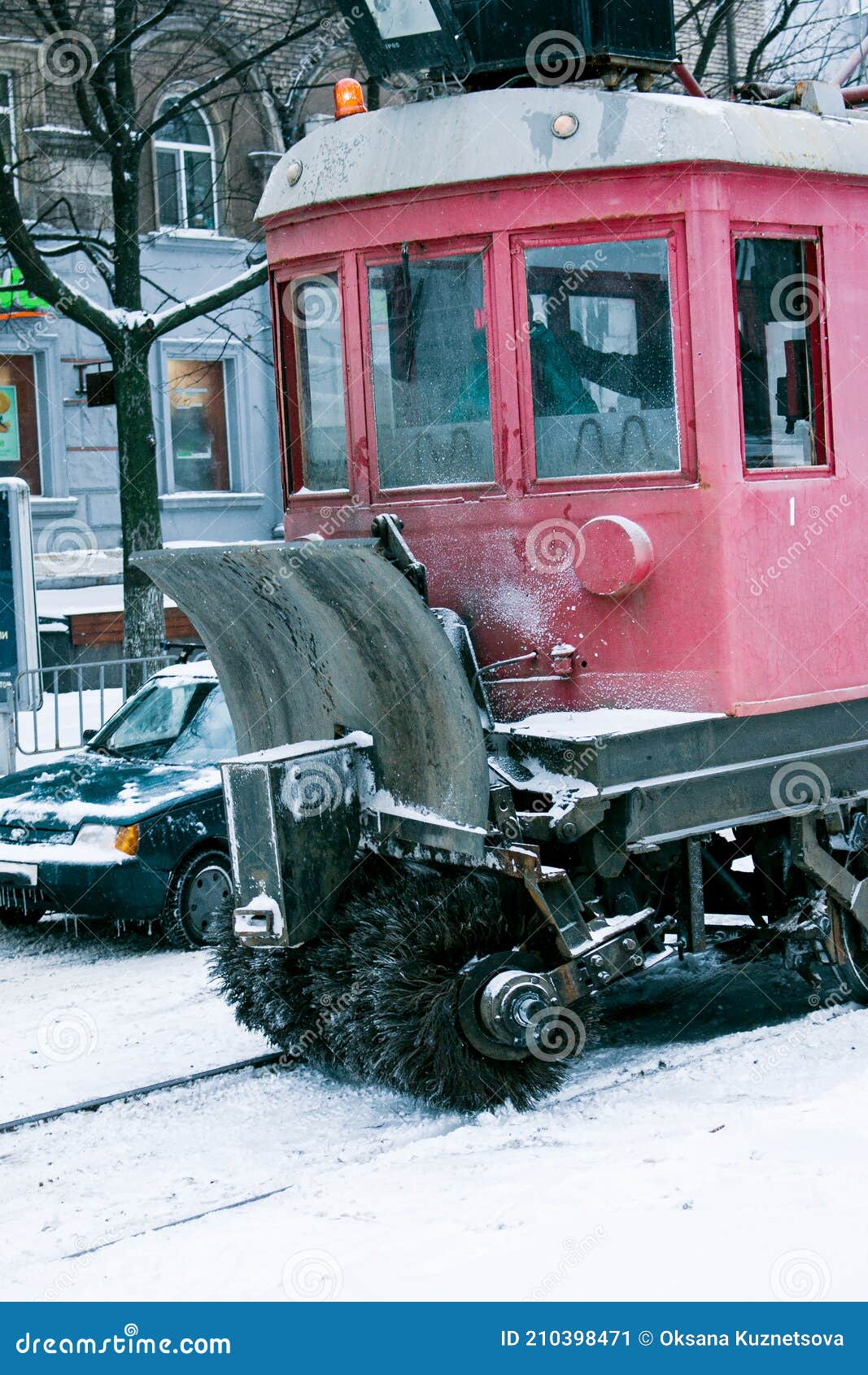 A Special Tram for Cleaning Snow on Rails. Editorial Photo - Image of ...