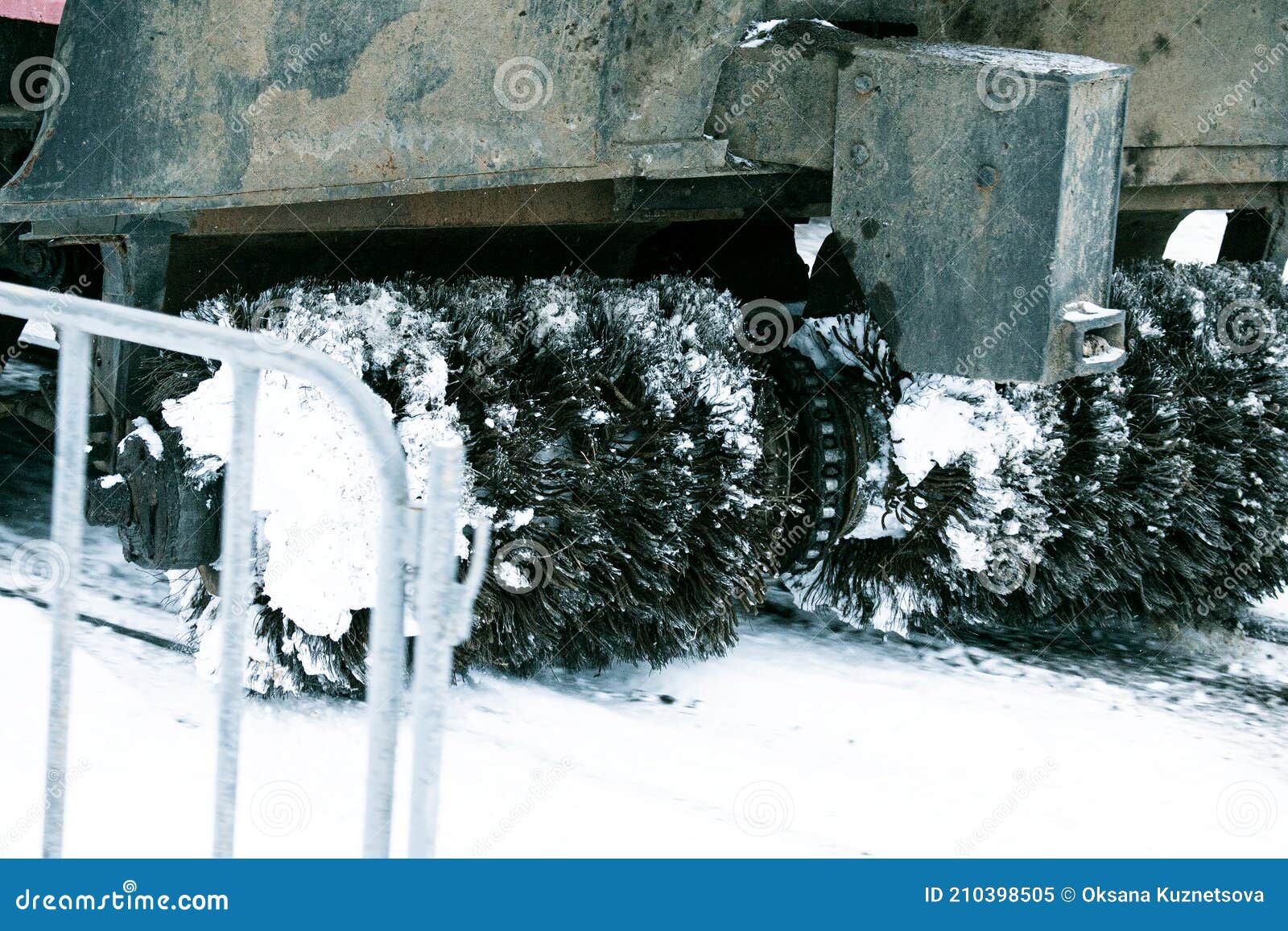 A Special Tram for Cleaning Snow on Rails. Stock Image - Image of ...