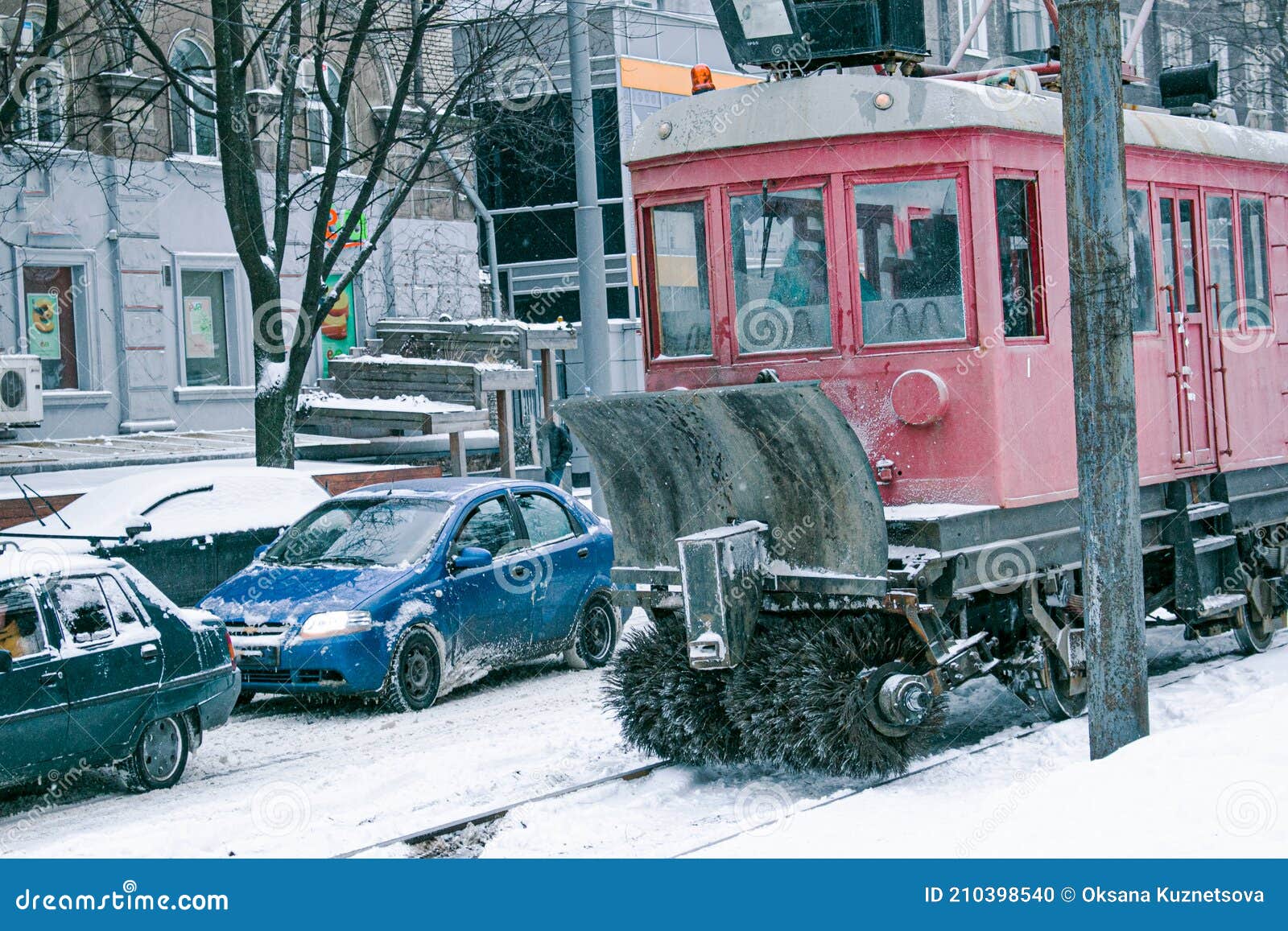 A Special Tram for Cleaning Snow on Rails. Editorial Image - Image of ...