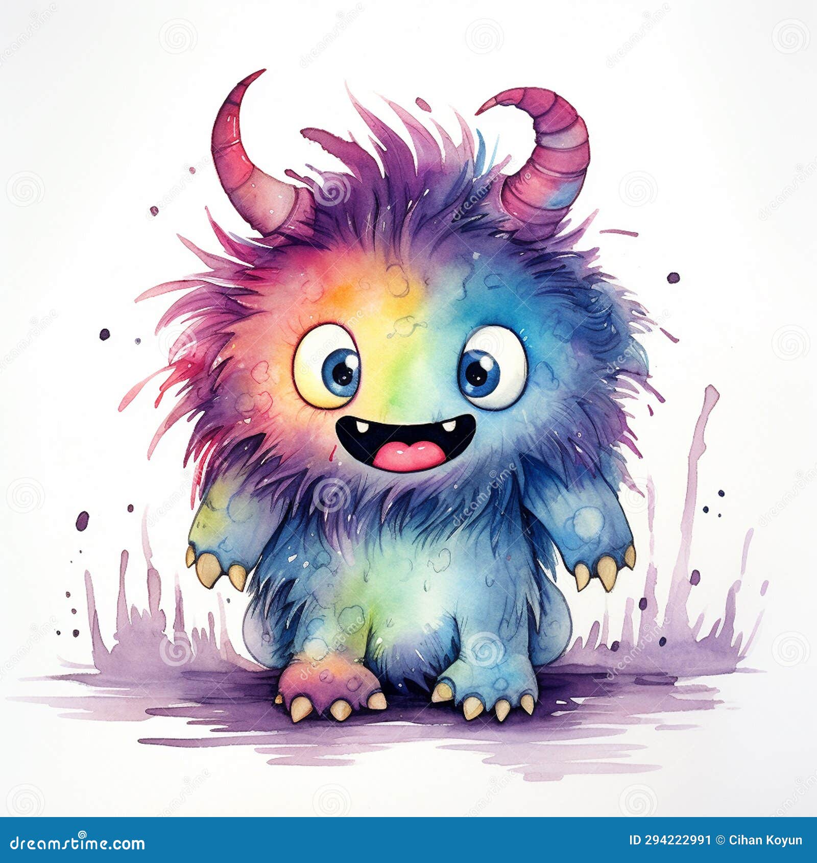Special Watercolor Monster One of a Kind Stock Illustration ...